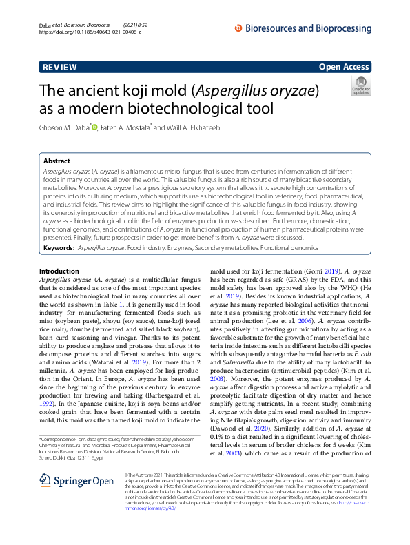 (PDF) The ancient koji mold (Aspergillus oryzae) as a modern ...