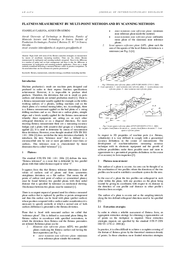 (PDF) Flatness Measurement by Multi-Point Methods and by Scanning Methods