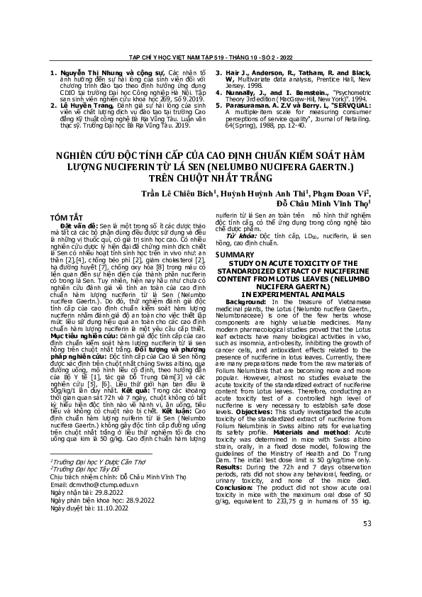 (PDF) Nghiên Cứu Độc Tính Cấp Của Cao Định Chuẩn Kiểm Soát Hàm Lượng ...