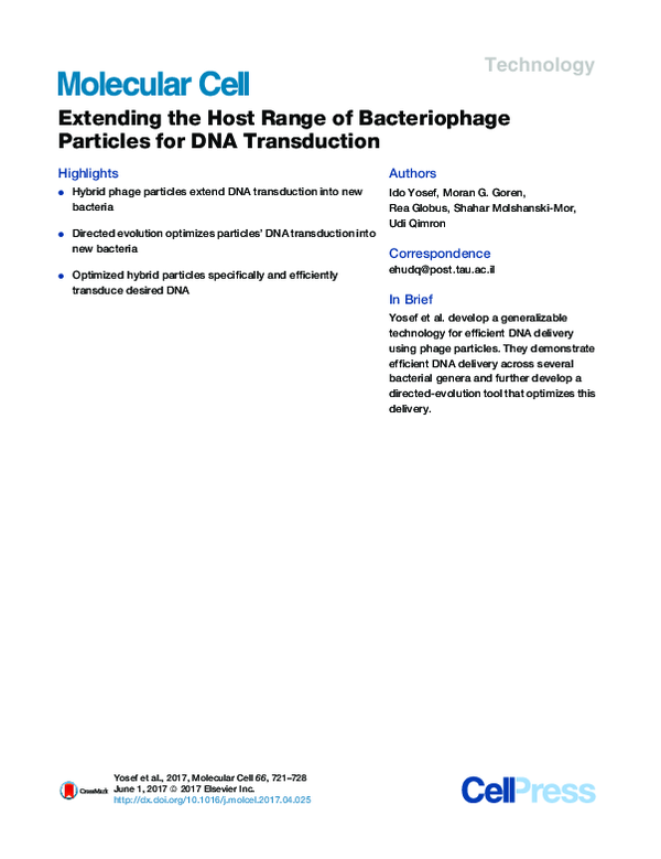 (PDF) Extending the Host Range of Bacteriophage Particles for DNA ...