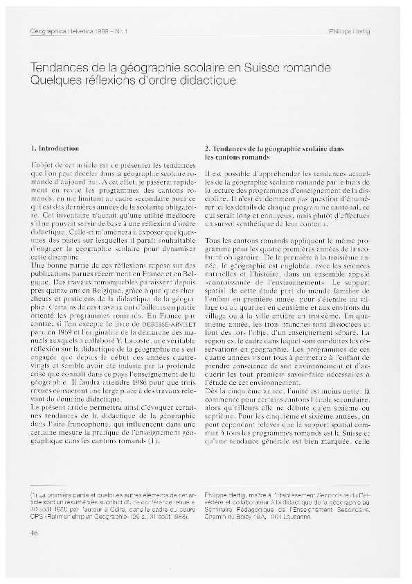 (PDF) Tendances de la géographie scolaire en Suisse romande : quelques ...