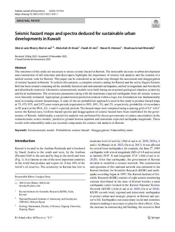 (PDF) Seismic hazard maps and spectra deduced for sustainable urban ...