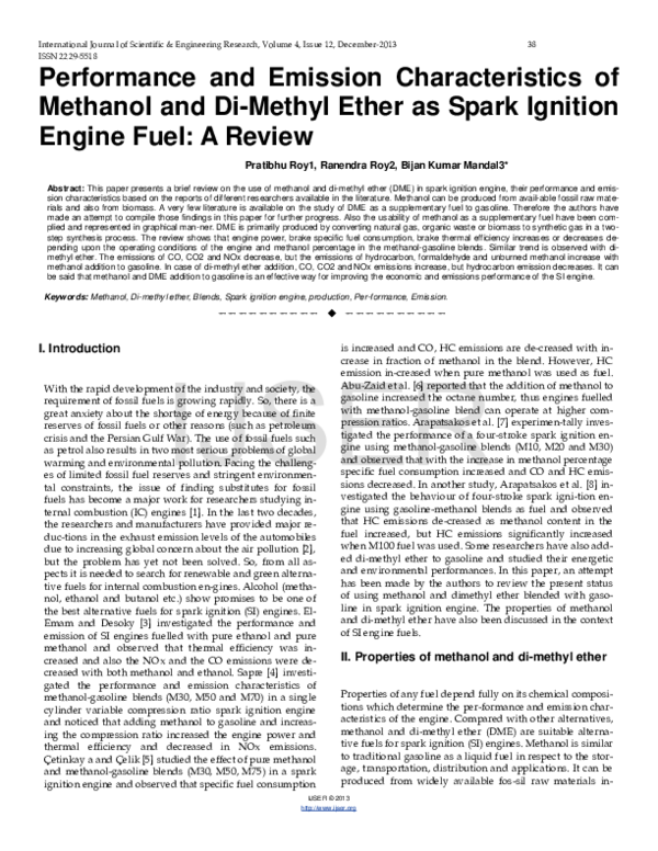 (PDF) Performance and Emission Characteristics of Methanol and Di ...