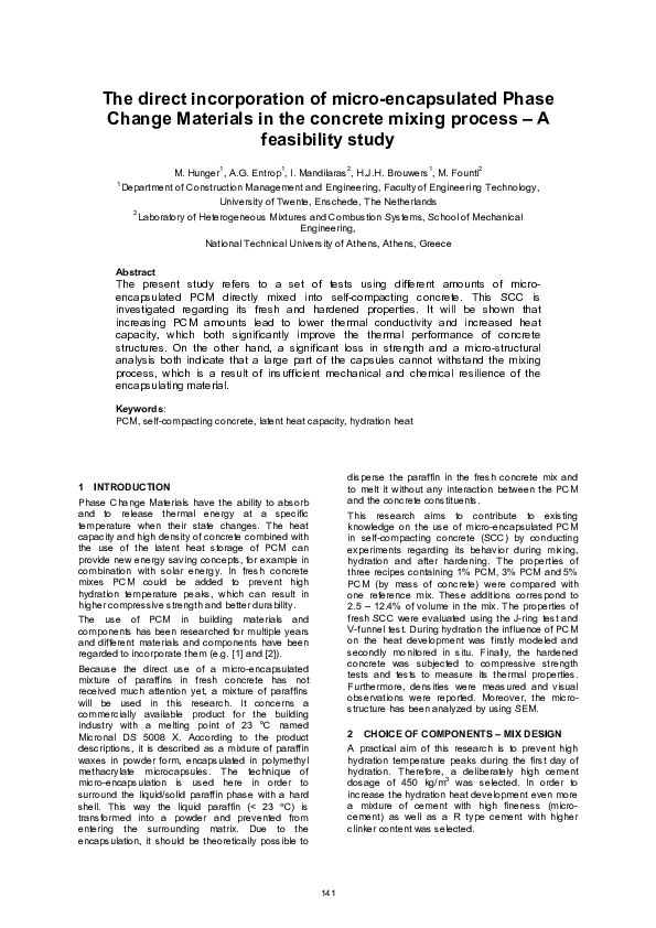 (PDF) The direct incorporation of micro-encapsulated phase change materials in the concrete ...