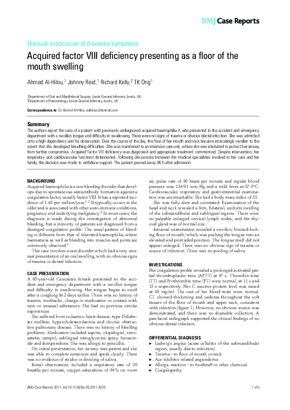 (PDF) Acquired factor VIII deficiency presenting as a floor of the ...