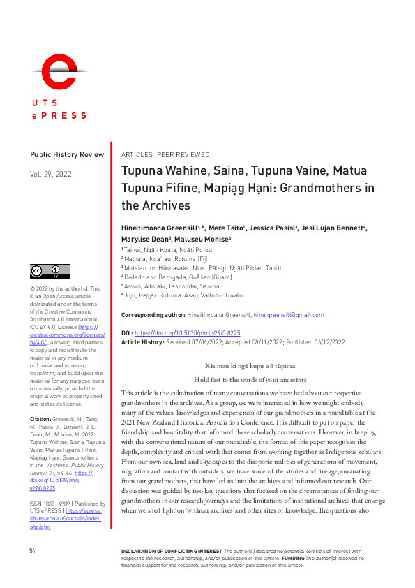 (PDF) Tupuna Wahine, Saina, Tupuna Vaine, Matua Tupuna Fifine, Mapiạg Hạni