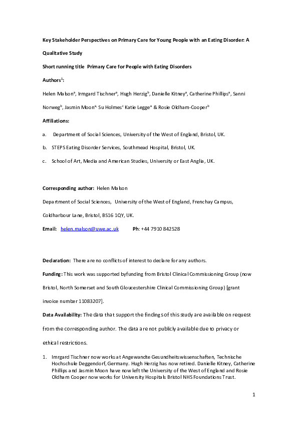 (PDF) Key stakeholder perspectives on primary care for young people ...