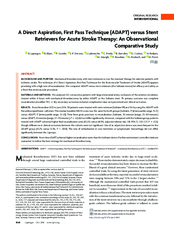 (PDF) A Direct Aspiration, First Pass Technique (ADAPT) versus Stent ...