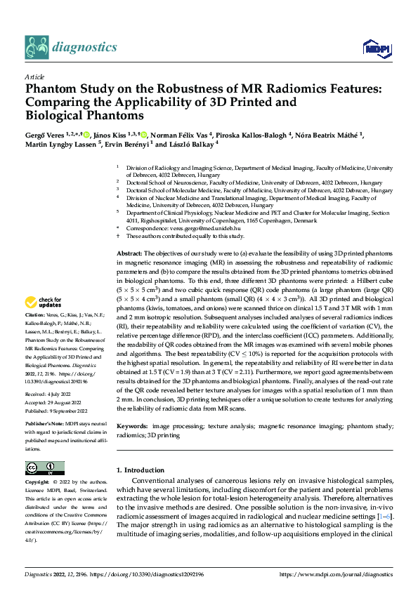 (PDF) Phantom Study on the Robustness of MR Radiomics Features ...