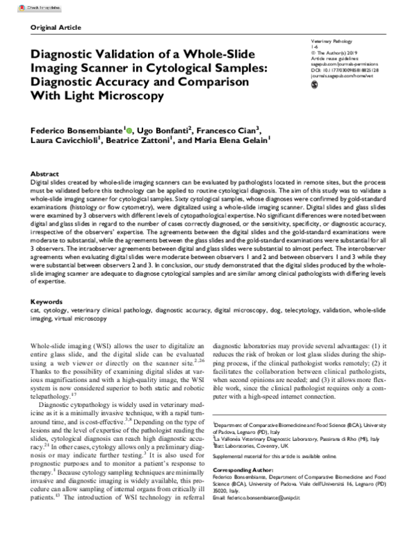 (PDF) Diagnostic Validation of a Whole-Slide Imaging Scanner in Cytological Samples: Diagnostic ...