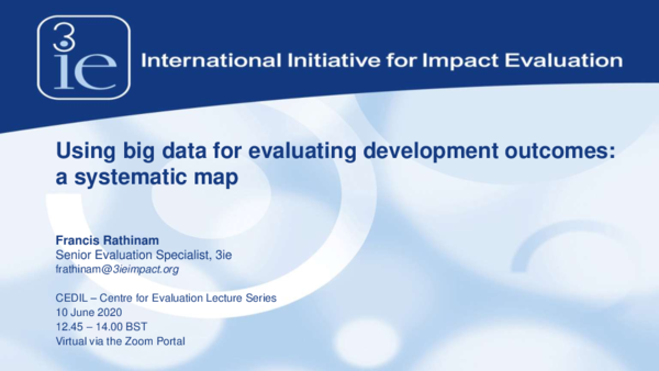 (PDF) Using big data for evaluating development outcomes: A systematic map