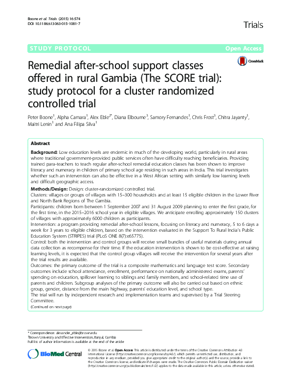 (PDF) Remedial after-school support classes offered in rural Gambia ...