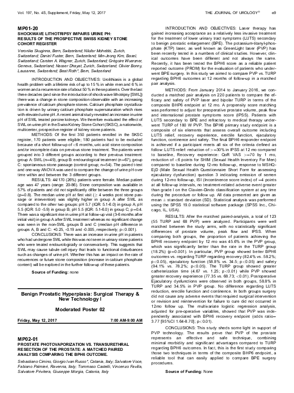 (PDF) MP02-01 Prostate Photovaporization vs. Transurethral Resection of ...
