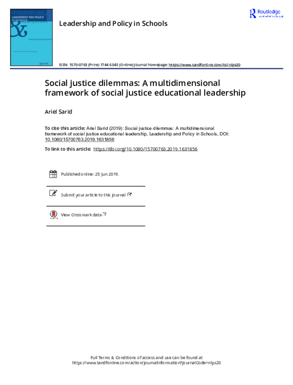 (PDF) Social Justice Dilemmas: A Multidimensional Framework of Social ...