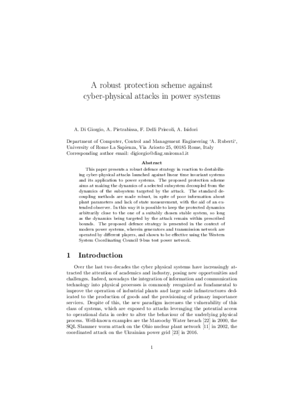 (PDF) Robust protection scheme against cyber‐physical attacks in power systems