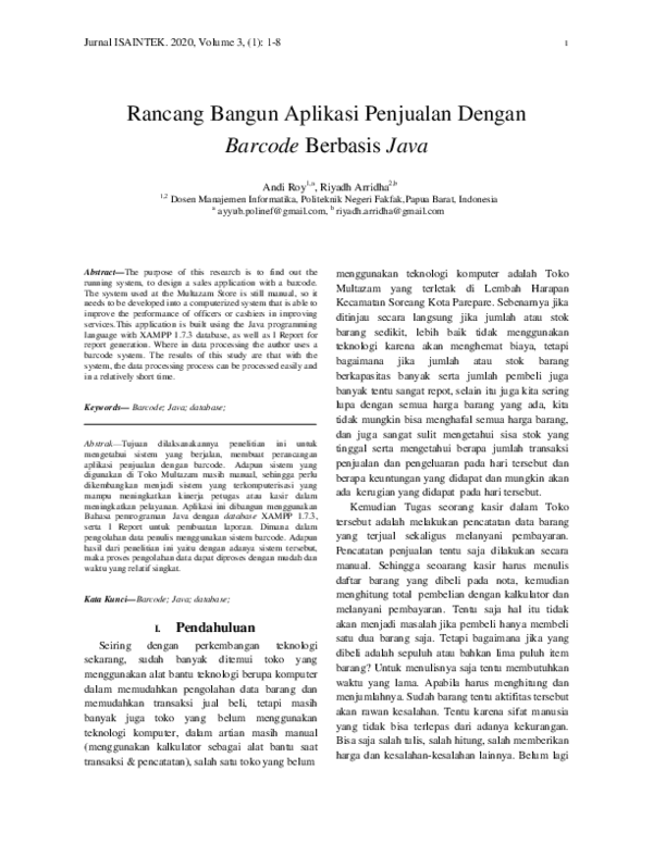 (PDF) Rancang Bangun Aplikasi Penjualan Dengan Barcode Berbasis Java