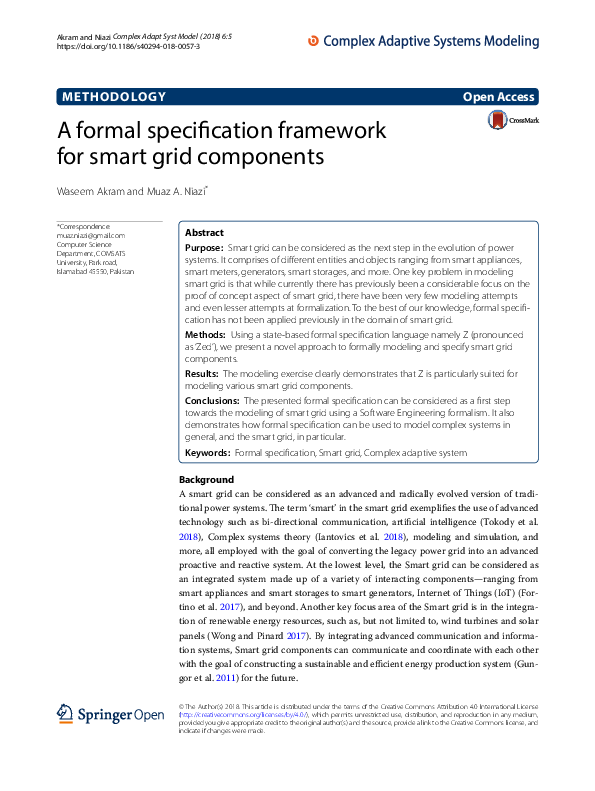 (PDF) A formal specification framework for smart grid components
