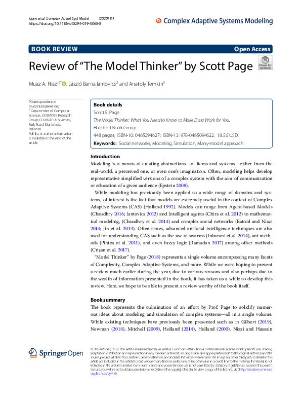 (PDF) Review of “The Model Thinker” by Scott Page