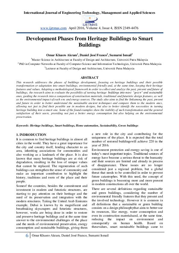 (PDF) Development phases from heritage buildings to smart buildings