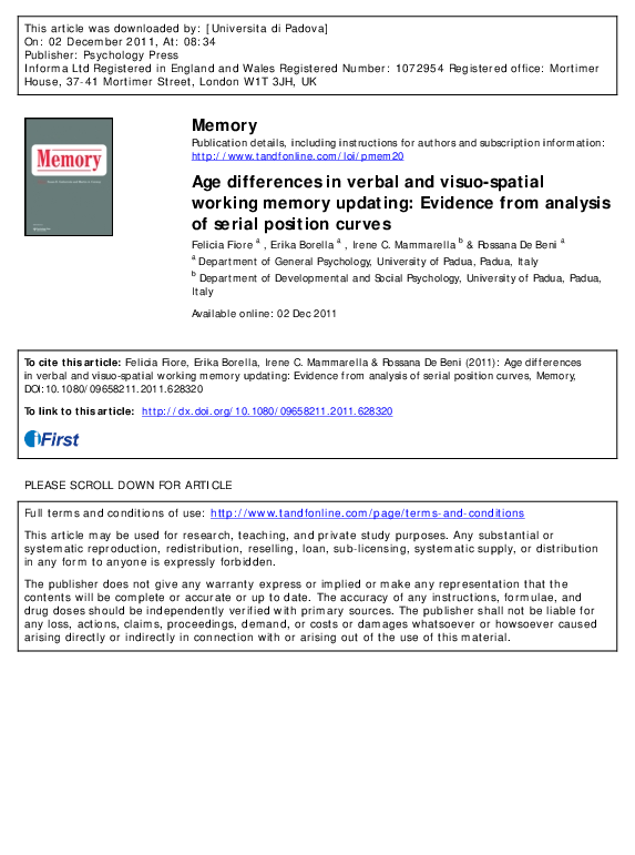 (PDF) Age differences in verbal and visuo-spatial working memory updating: Evidence from ...