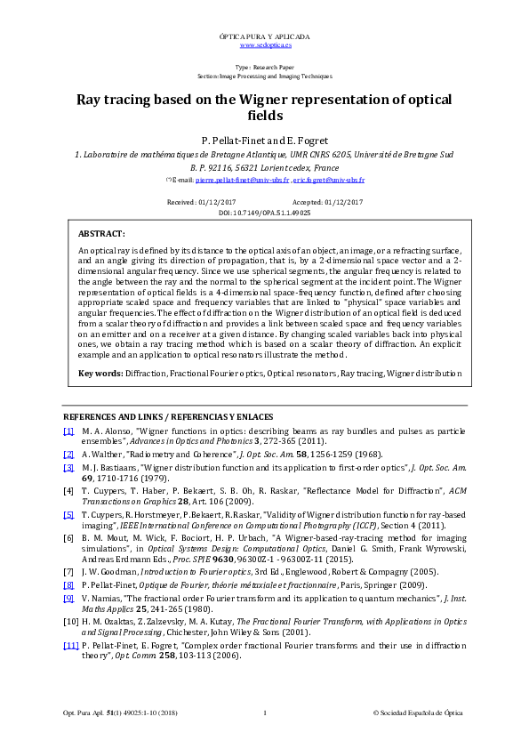 (PDF) Ray tracing based on the Wigner representation of optical fields
