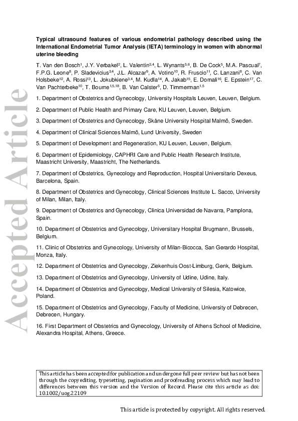 (PDF) IETA Ultrasound Features in Endometrial Pathologies