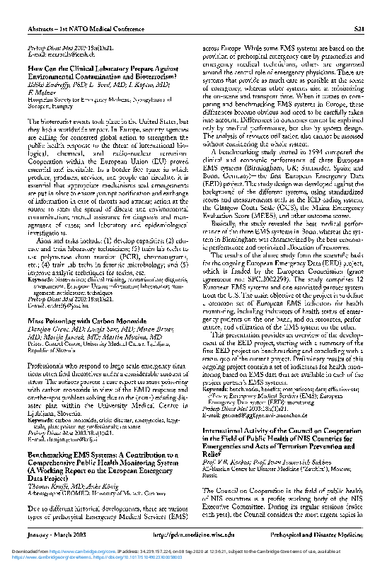 (PDF) Benchmarking EMS Systems: A Contribution to a Comprehensive ...