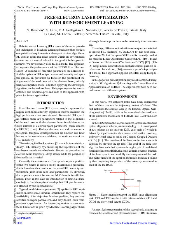 (PDF) Free-Electron Laser Optimization with Reinforcement Learning