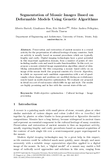 Pdf Segmentation Of Mosaic Images Based On Deformable Models Using