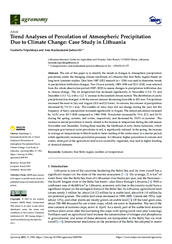 (PDF) Trend Analyses of Percolation of Atmospheric Precipitation Due to ...
