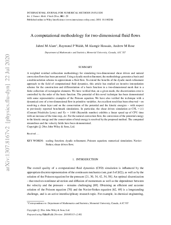 (PDF) A computational methodology for two-dimensional fluid flows | Md.Alamgir Hossain ...