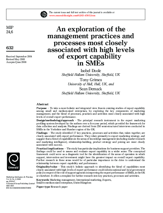 (PDF) An exploration of the management practices and processes most ...