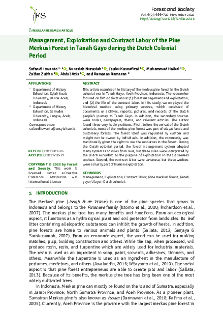 (PDF) Management, Exploitation and Contract Labor of the Pine Merkusi ...