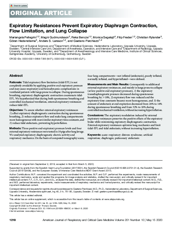 (PDF) Expiratory Resistances Prevent Expiratory Diaphragm Contraction ...