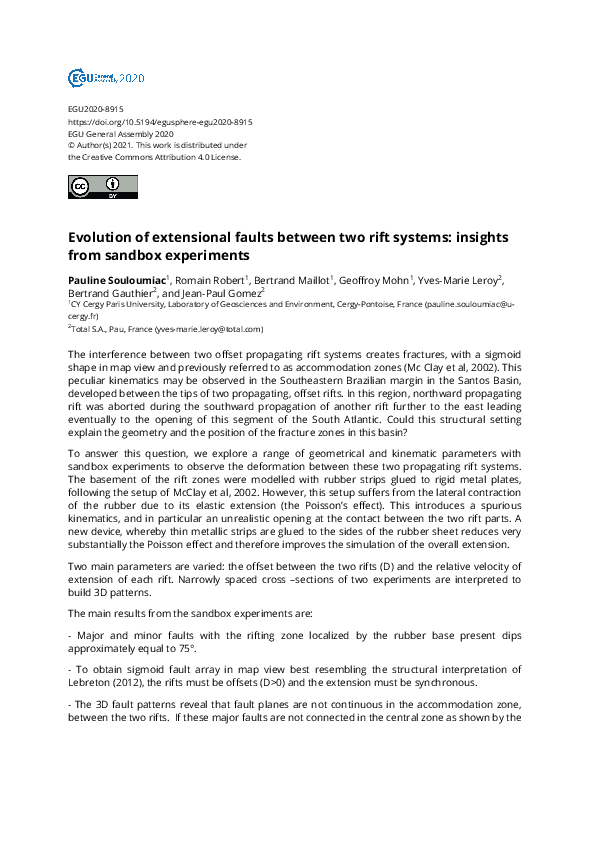 (PDF) Evolution of extensional faults between two rift systems: insights from sandbox experiments