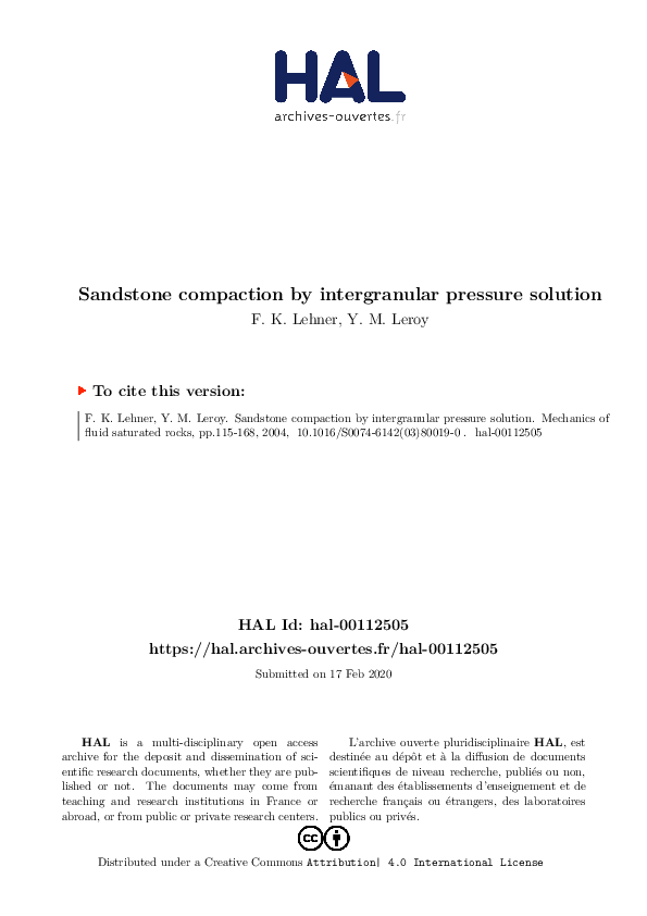 (PDF) Sandstone Compaction by Intergranular Pressure Solution
