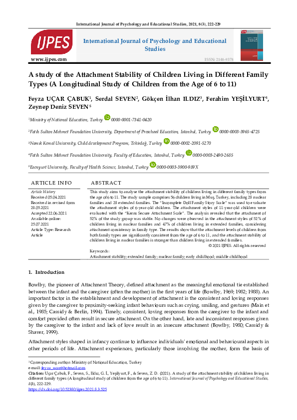 (PDF) A study of the Attachment Stability of Children Living in ...
