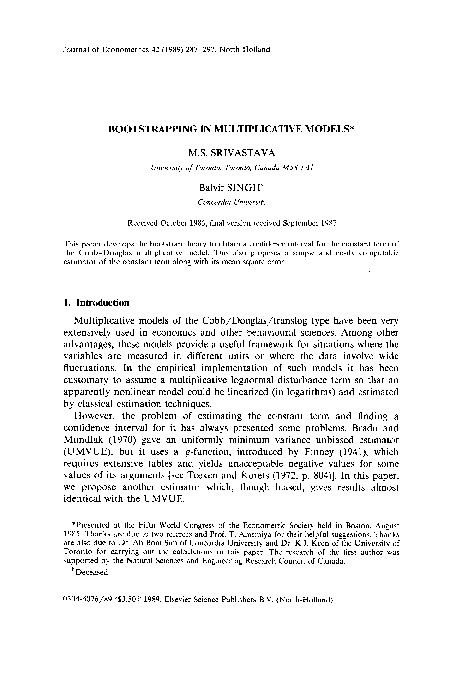 (PDF) Bootstrapping in multiplicative models