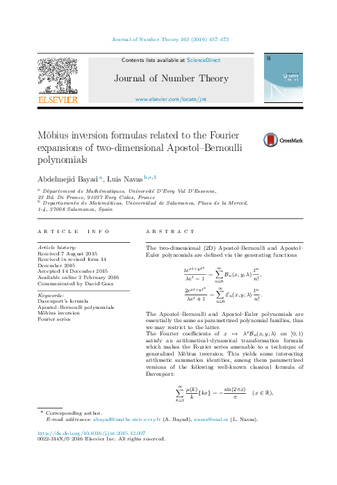 (PDF) Möbius inversion formulas related to the Fourier expansions of ...