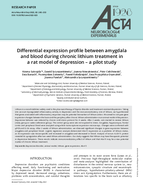 (PDF) Differential expression profile between amygdala and blood during ...