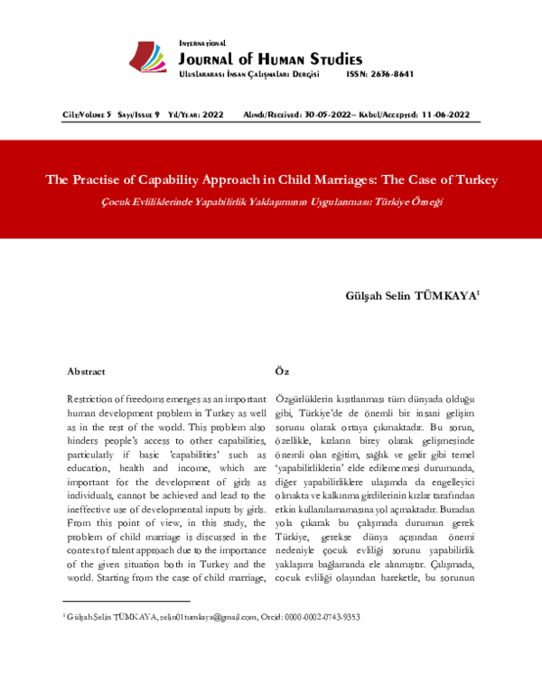 (PDF) The Practise of Capability Approach in Child Marriages: The Case ...