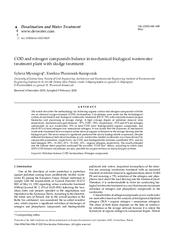 (PDF) COD and nitrogen compounds balance in mechanical-biological ...