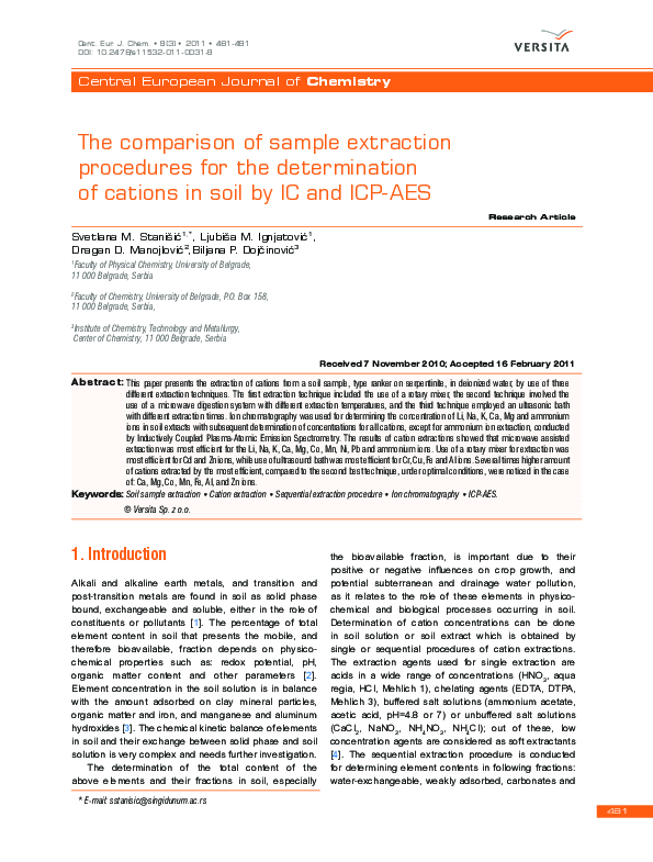 (PDF) The comparison of sample extraction procedures for the ...