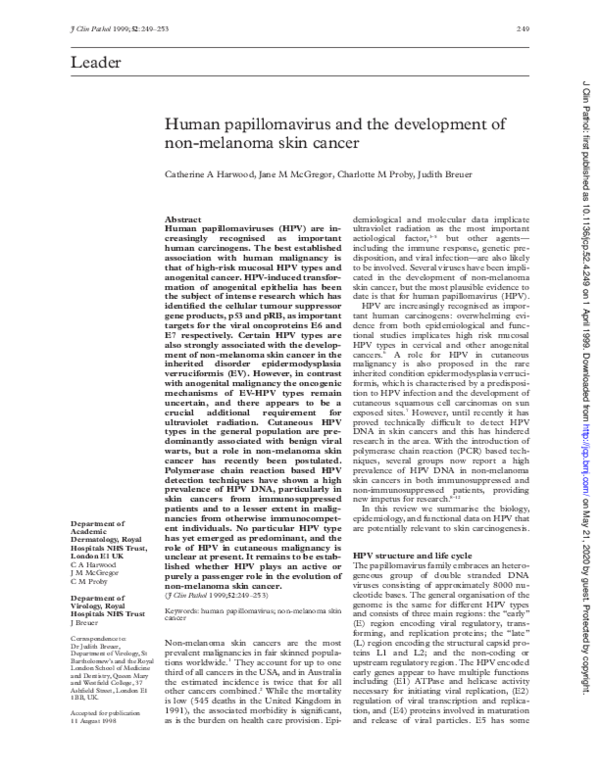 (PDF) Human papillomavirus and the development of non-melanoma skin cancer