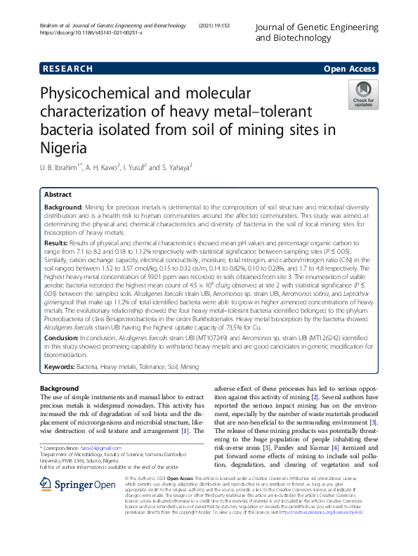 (PDF) Physicochemical and molecular characterization of heavy metal ...