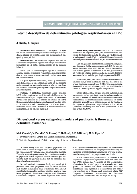 (PDF) Dimensional versus categorical models of psychosis: is there any ...