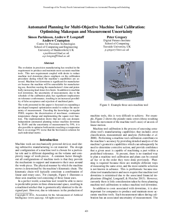 Pdf Automated Planning For Multi Objective Machine Tool Calibration