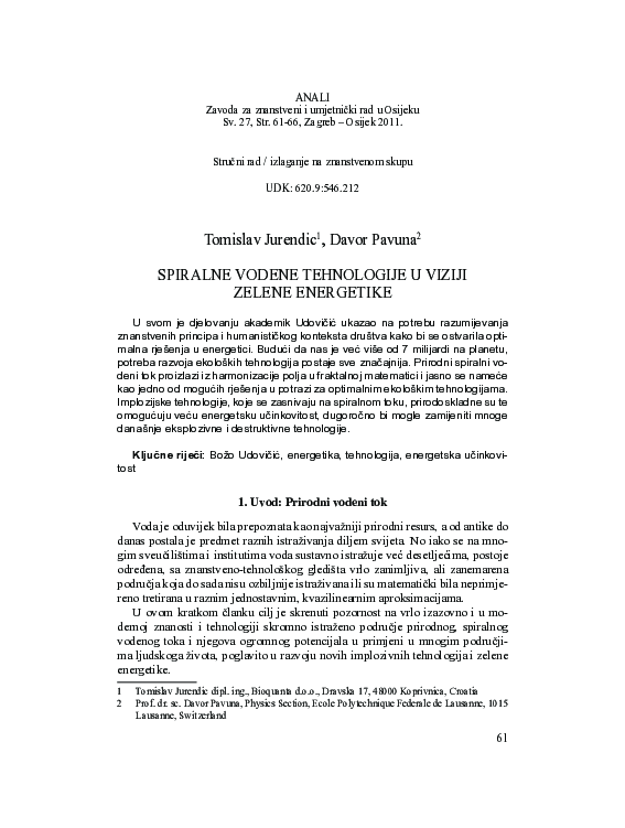 (PDF) Spiral water technologies in green energetics vision