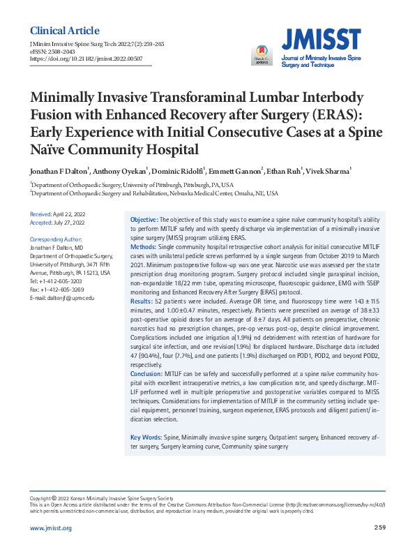 (PDF) Minimally Invasive Transforaminal Lumbar Interbody Fusion with ...