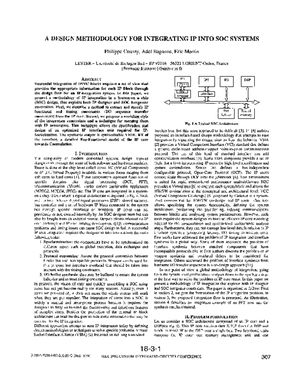 (PDF) A design methodology for integrating IP into SOC systems